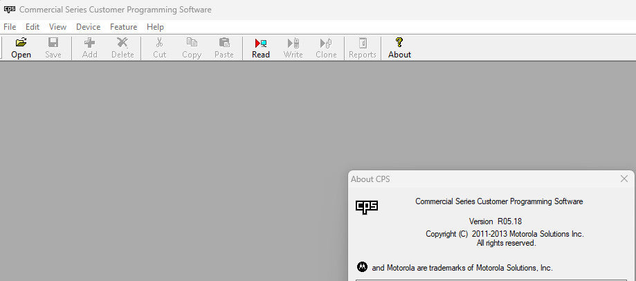 Motorola Commercial Series CPS R05.18 Software CM200 CM300 PM400 CP200 ...