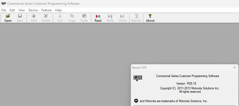 Motorola Commercial Series CPS R05.18 Software CM200 CM300 PM400 CP200 ...